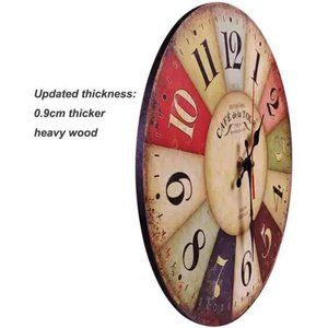 Wall Decor | 12inch Thick Wood Kitchen Wall Clock Retro Farmhouse Clock ...
